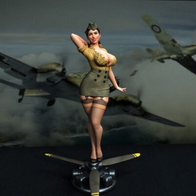 Woman Pilot Pin Up Sculpture (300mm)/Unpainted/Unassembled/GK/3D Print ...