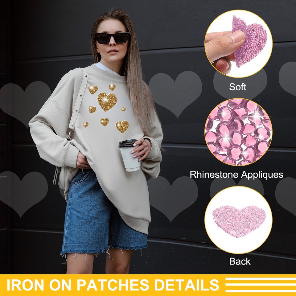 6 Pcs Heart Iron on Patches 2.5cm Sew on Patches for DIY Crafts, Light ...