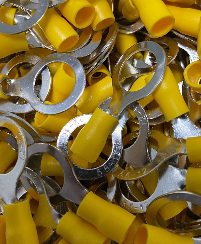 12-10 VINYL RING TERMINAL ELECTRICAL CONNECTOR YELLOW YOU CHOOSE SIZE ...