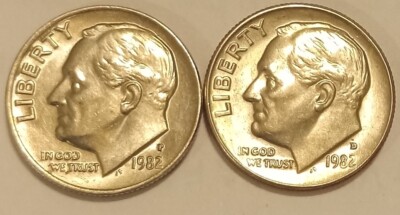1982 P & D Roosevelt Dime Set, Circulated But Nice Free Shipping | eBay