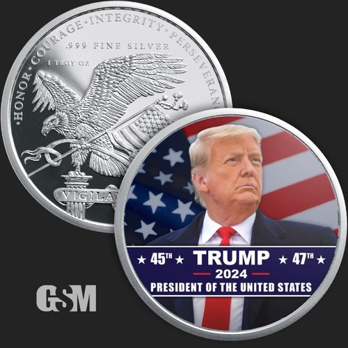 3x1 oz Trump 2024 COLOR Silver Round in capsule .999 fine Silver ...