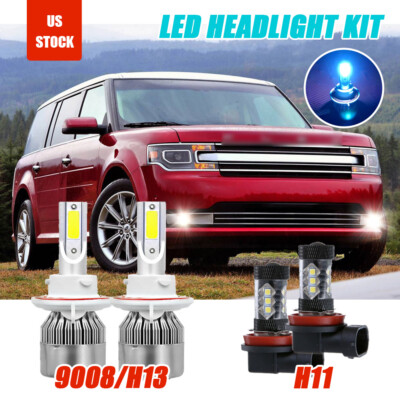For 2009-2018 Ford Flex Headlight Combo H13 LED H11 Fog Light Kit 8000K ...