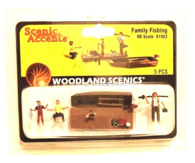 HO Scale Woodland Scenics A1923 Family Fishing w/Boat & Pier Figures (5 ...