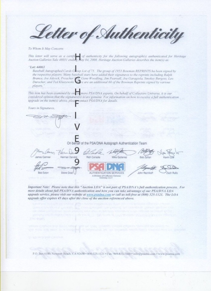 BILL NICHOLSON AUTOGRAPHED 1953 Bowman reprint card PSA/DNA ...