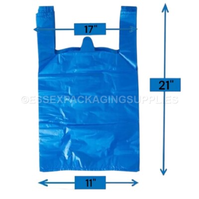 100 x BLUE VEST CARRIER BAGS 11" X 17" X 21" HEAVY DUTY | eBay UK