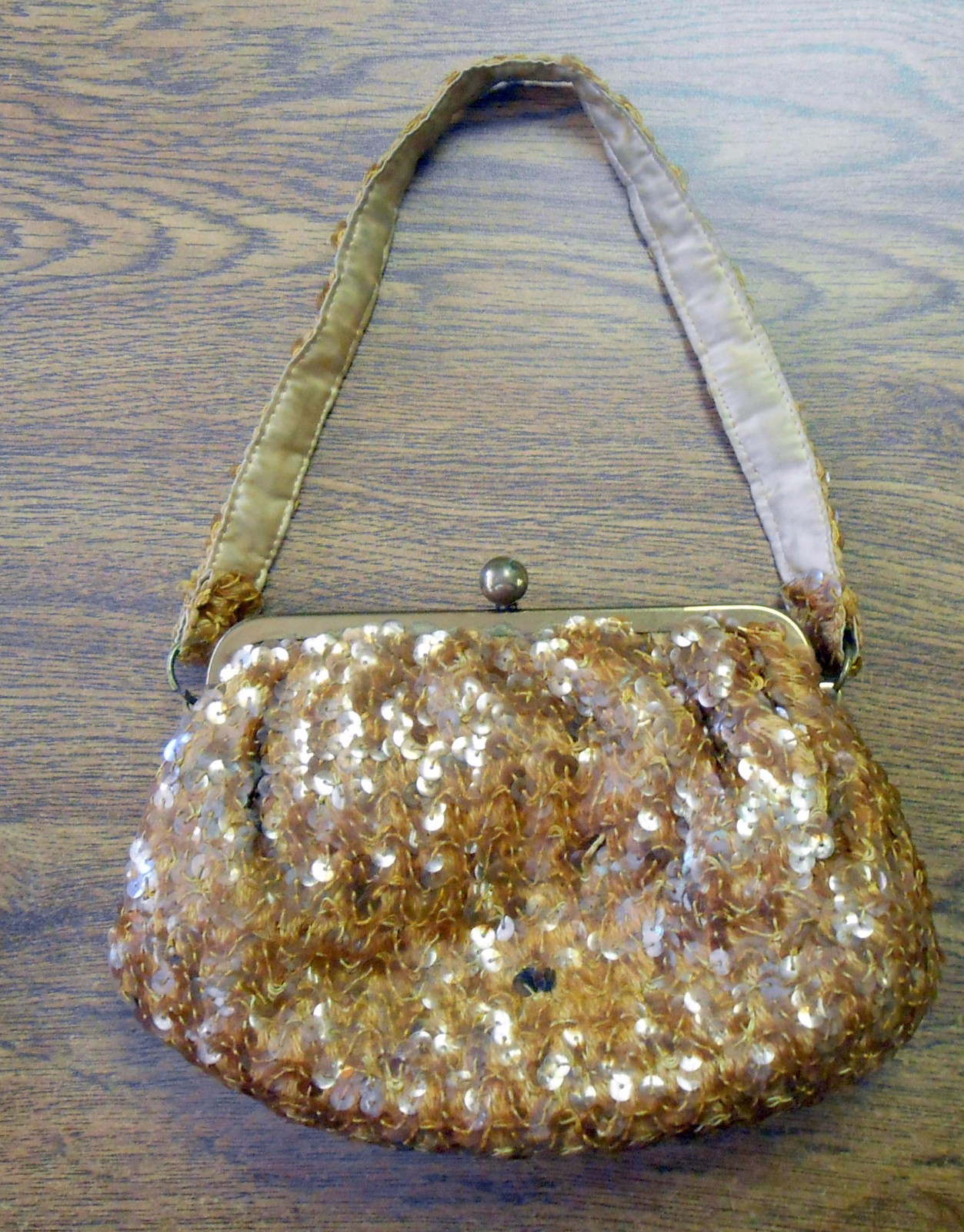 Garay Vintage Copper-Color Sequin Evening Bag/Dance Purse w/attached ...