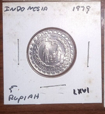 INDONESIA 1979 5 Rupiah Coin; Uncirculated, Beautiful Luster, and FREE ...