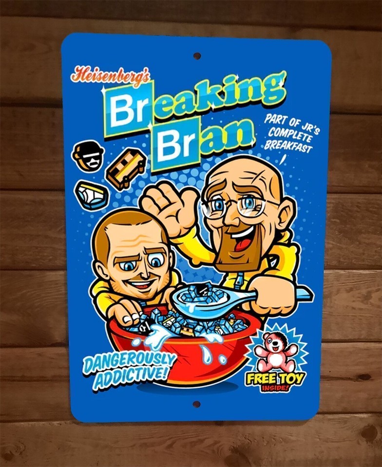 Breaking Bran Cereal Dangerously Addictive Bad Parody 8x12 Metal Wall ...