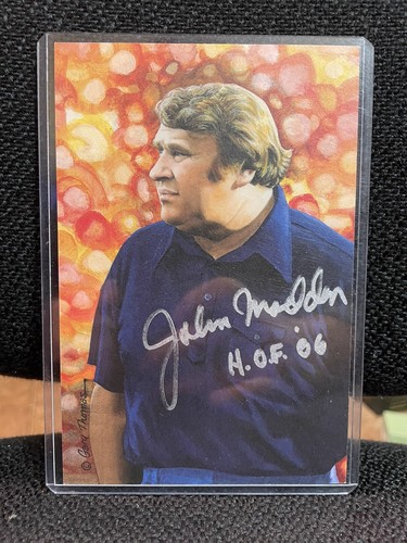 John Madden Signed Raiders Hall of Fame HOF 2006 Goal Line Art Card ...