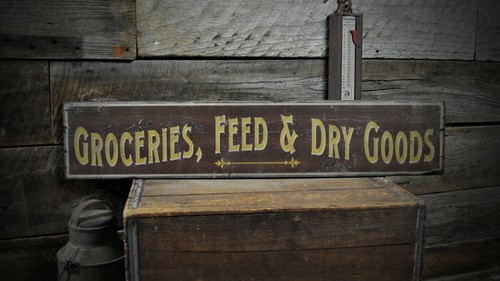 Groceries, Feed & Dry Goods - Rustic Hand Made Vintage Wooden Sign | eBay