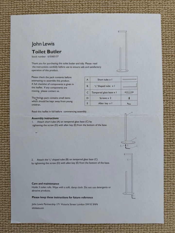 John Lewis Toilet Butler | eBay UK