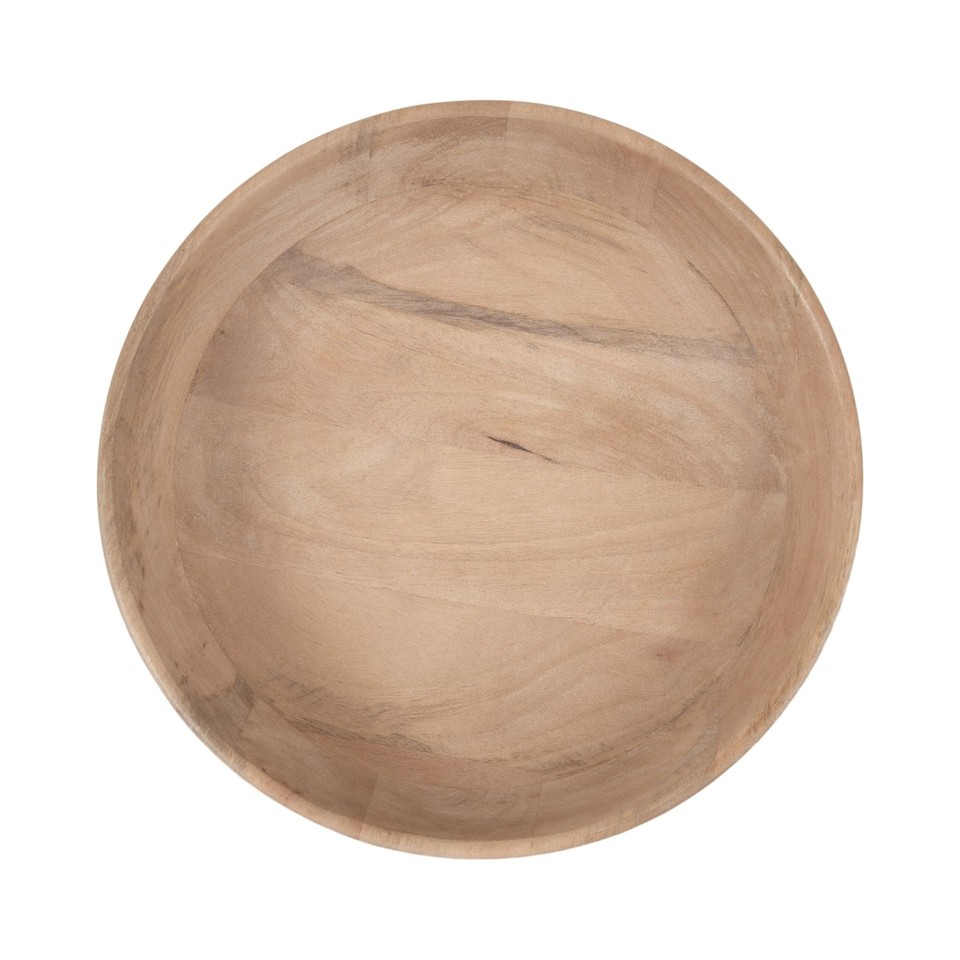 Rooks Modern Decorative Ribbed Wood Bowl, 12 Inch Diameter, Light ...