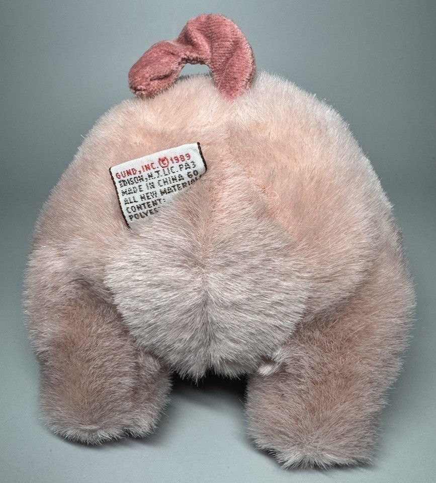 Vintage GUND Pigtails Pig Piglet (1989 Korea) Stuffed Pink Blue Eyes ...