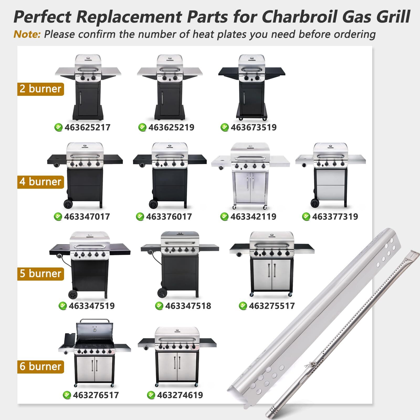 Criditpid Grill Replacement Parts for Charbroil 2 Burner 463673519 ...