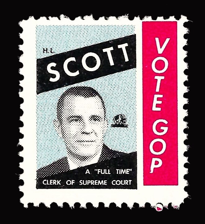 1964 Vote GOP - Scott For Supreme Court Clerk Political Poster Stamp ...
