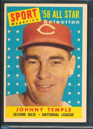 1958 Topps #478: JOHNNY TEMPLE All-Star AS Cincinnati Reds ~ EX to EX ...