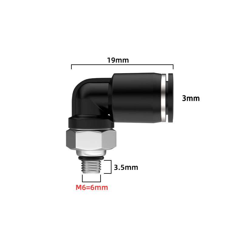 Pneumatic Push In Fitting Air Water Pipe - 90° Male Elbow Stud 3/4/5/6 ...