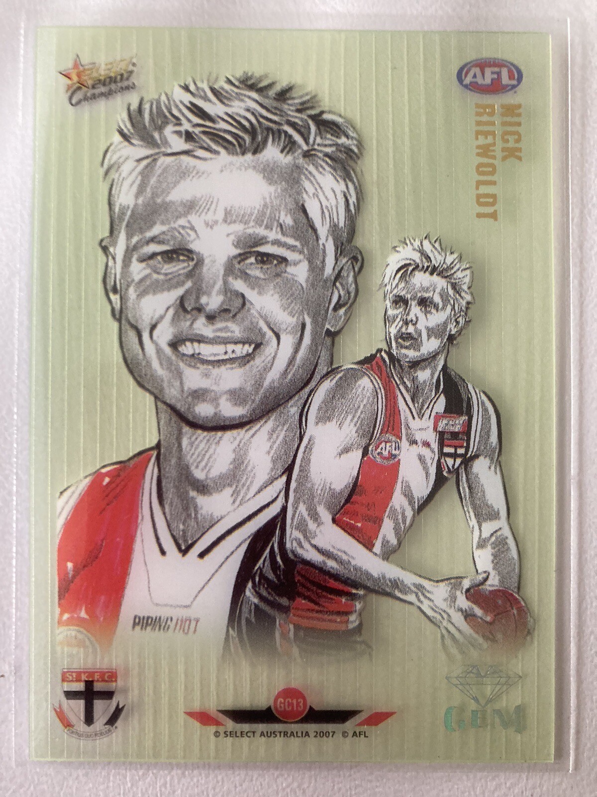 2007 AFL Champions Superstar Gem Card GC13 Nick Riewoldt St Kilda ...