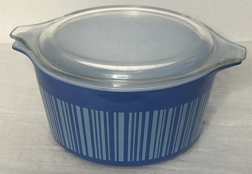 Vintage Pyrex Blue Stripe Barcode 473 1 Quart Casserole 1960's rare | eBay