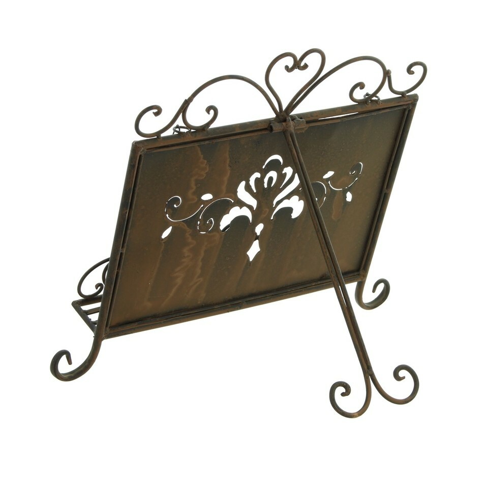 Antique Metal Cookbook Stand ~ Book Holder ~ Easel w/ Weighted Chains ...