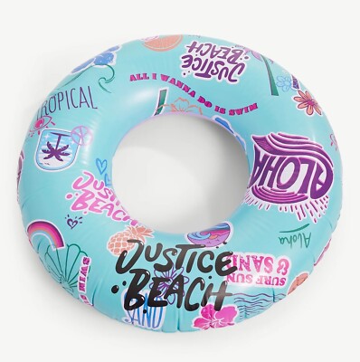 Justice 39" Inflatable Tube Beach Pool Float, Aloha Teal Color, Ages 6 ...