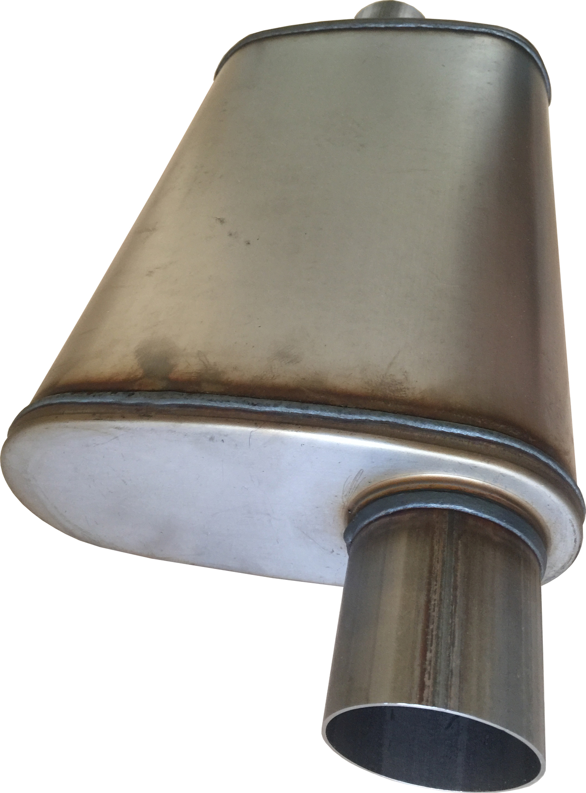 Oval MUFFLER 409 Stainless Steel 2.5" HIGH FLOW 14" Long Offset/Centre ...