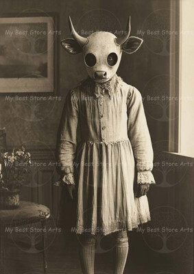 SCARY BULL MASK ART PRINT, Fantasy Monster Decor, Gothic Animal Poster ...