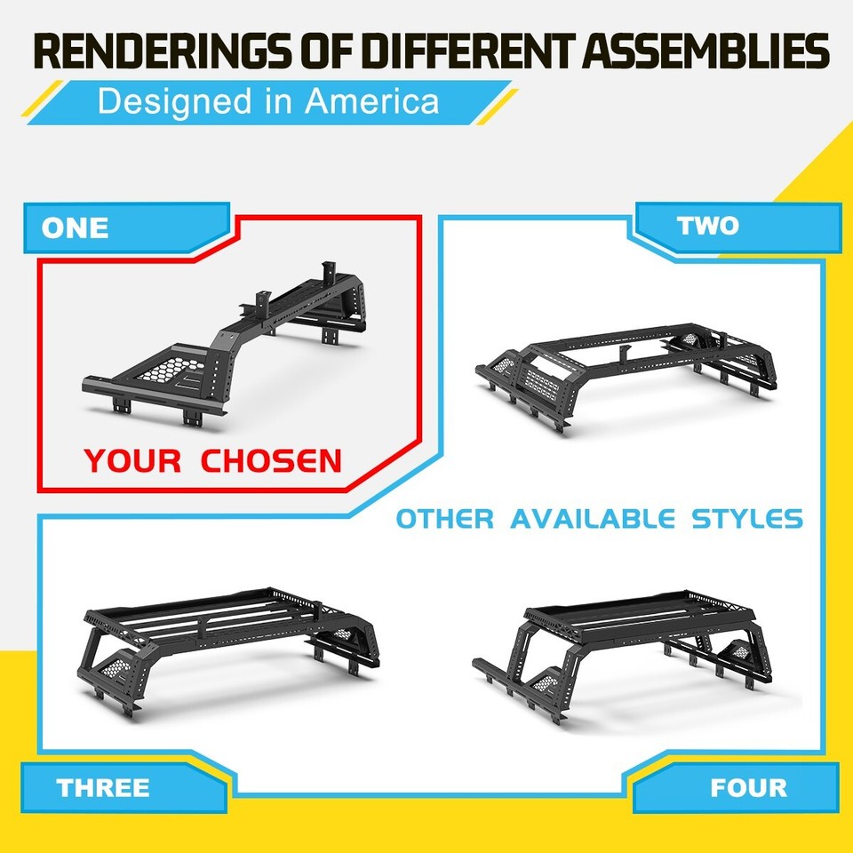 2017-2024 Ford F250/F350 Overland Bed Rack Roll Bar Height Width ...