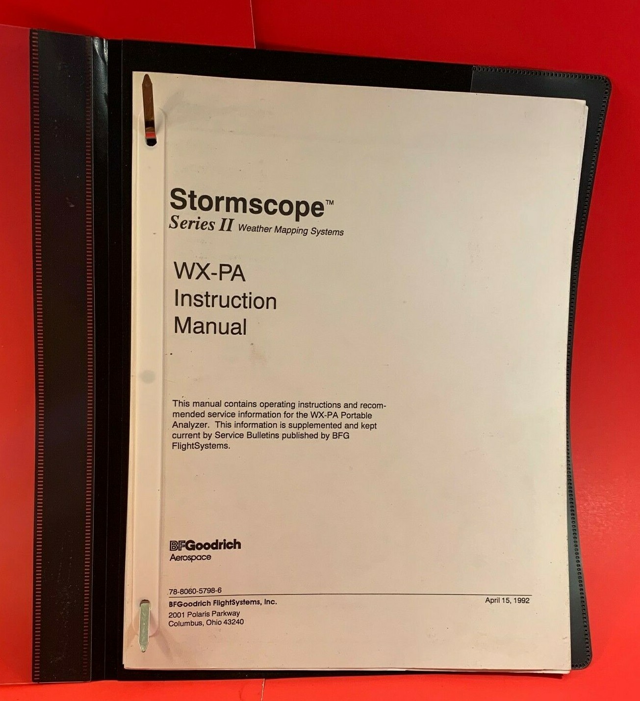 BFGoodrich Stormscope Series II WX-PA Manual 78-8060-5798-6 1992 ...