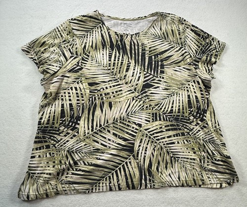Croft and Barrow Classic tee womens 2x green and black palm design | eBay
