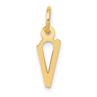 14K Gold Small Slanted Block Letter V Initial Charm | eBay