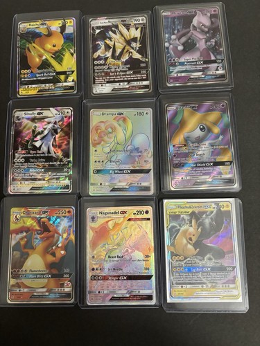 Pokemon TCG GX Holo Collection Mixed 9 Card Lot Charizard Mewtwo ...