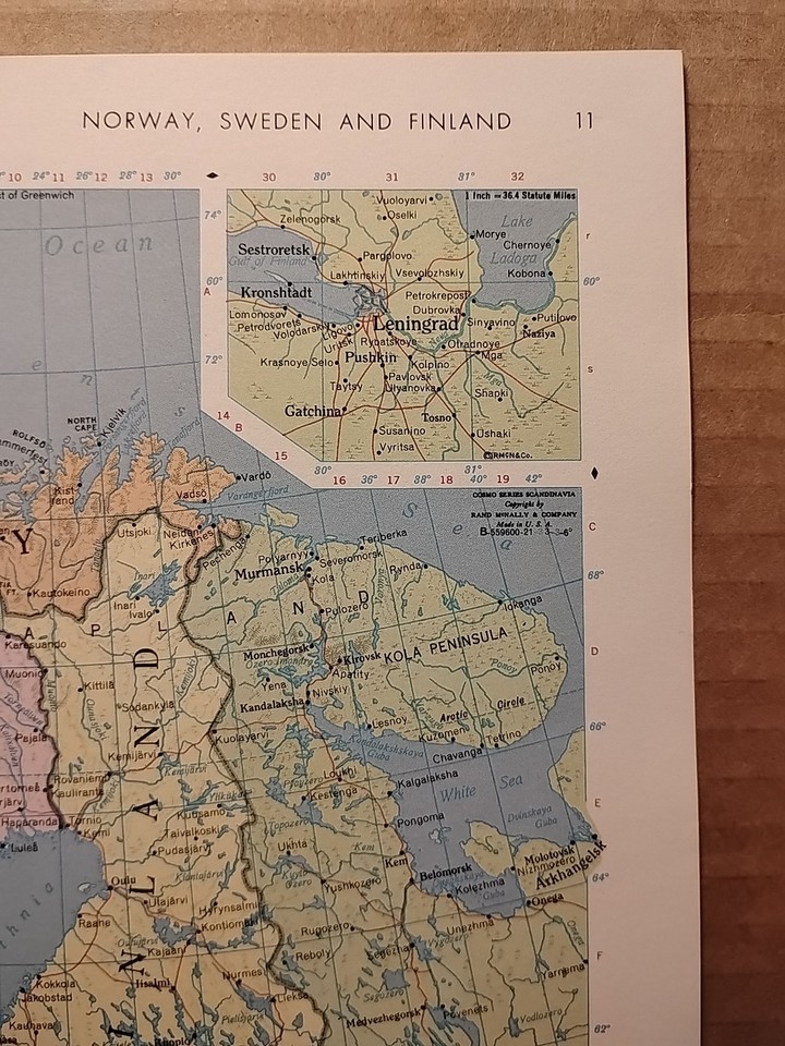 1966 Vintage SCANDINAVIA Authentic Old MCM Atlas Map - Rand McNally ...