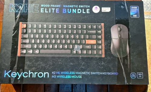 Keychron K2HE Wireless Magnetic Switch Keyboard Elite Bundle Wood Frame ...