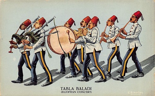 Egypt - Tabla Baladi (Egyptian Concert) - Caricature postcard by E. B ...