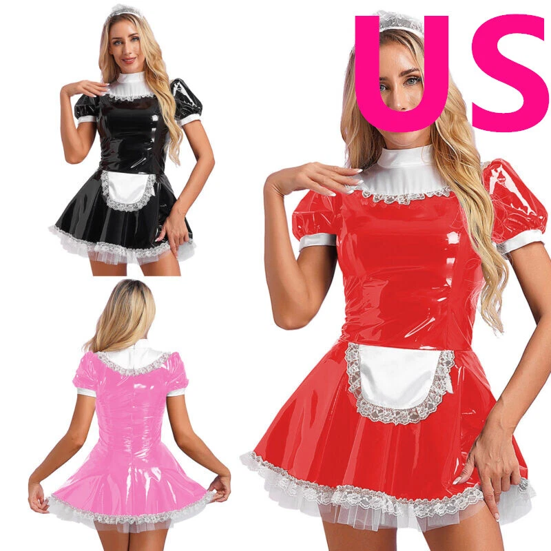 sale wholesalers Her Latex Ruffle French Maid Dress