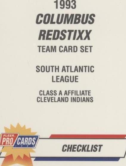 1993 Fleer ProCards Minor League - Checklist Columbus RedStixx #617 (RC ...