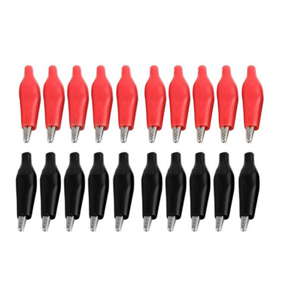 Pack of 20 Red Black Soft Plastic Test Probe Crocodile Clips Crocodile ...