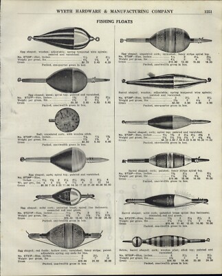 1914 PAPER AD 12 Different Images Fishing Bobbers Floats Painted Fancy ...