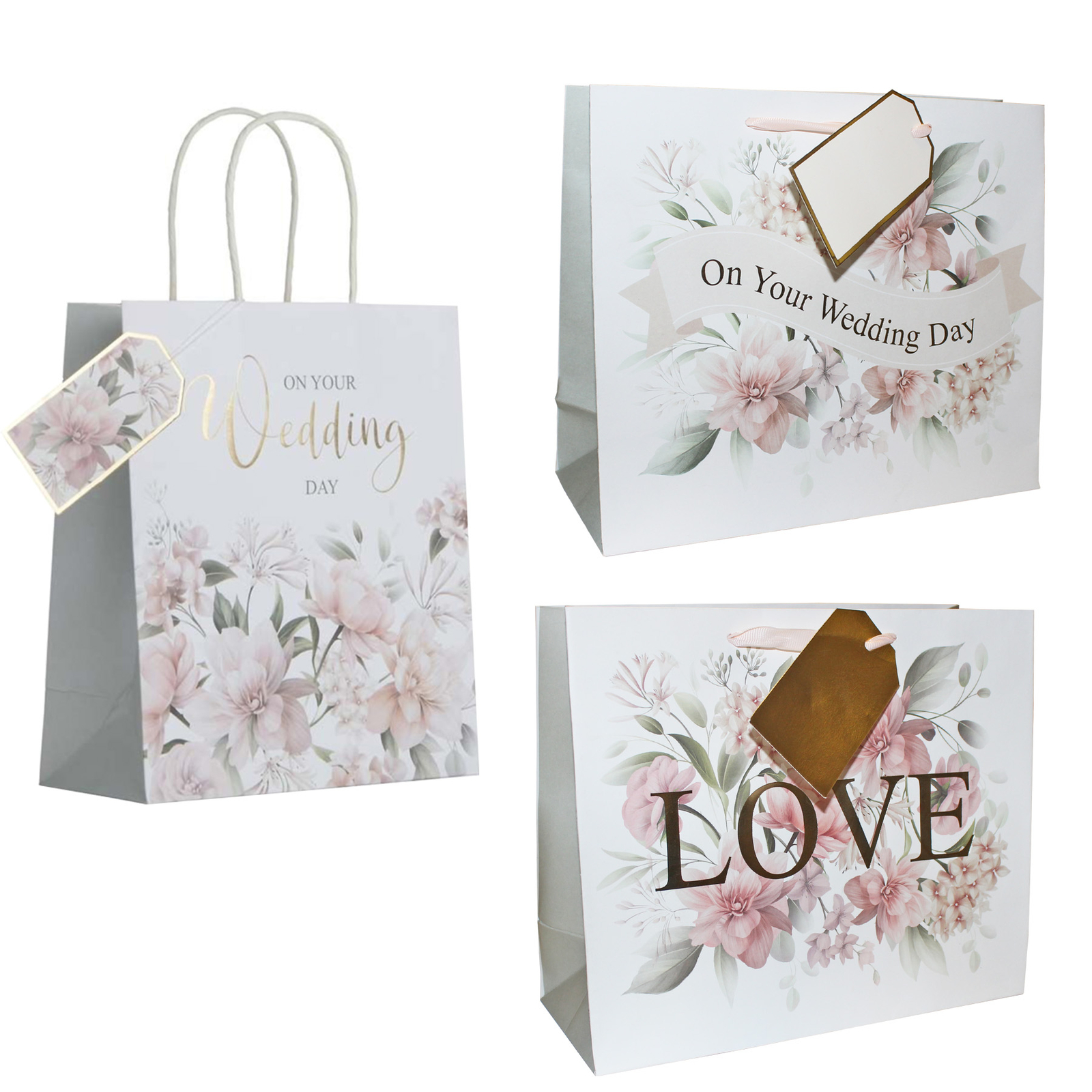 Wedding Gift Bag with Tag Floral Pattern Eco Friendly Recyclable Choose ...
