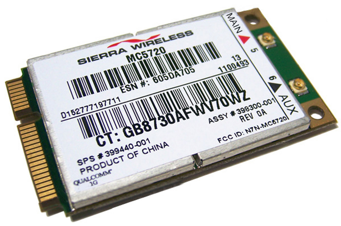 HP COMPAQ 399440-001 SIERRA MC5720 WIRELESS MINI-PCI-E WWAN 3G CARD ...