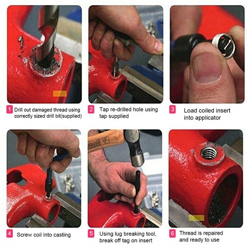 25pcs M10 Thread Repair Kit Thread Tap Drill Bit Damaged Threads Repair ...