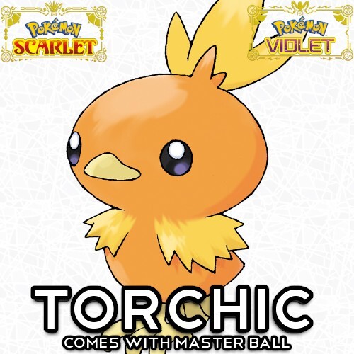 Non-Shiny Torchic 6IV Lv. 1 Jolly Nature Hoenn Starter Pokemon Scarlet ...