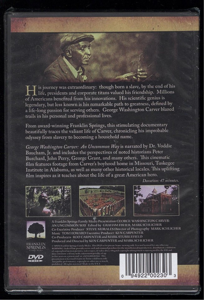 NEW/SEALED George Washington Carver: An Uncommon Way DVD | eBay