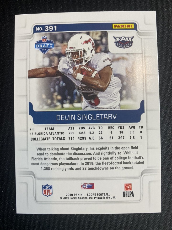 Devin Singletary 2019 Score Gold Parallel #391 Bills Texans Rookie ...