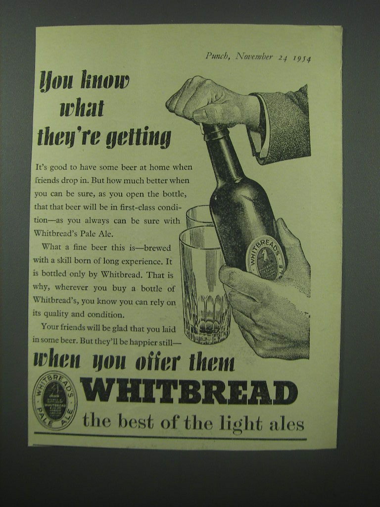 1954 Whitbread Pale Ale Advertisement - You know what you're getting | eBay