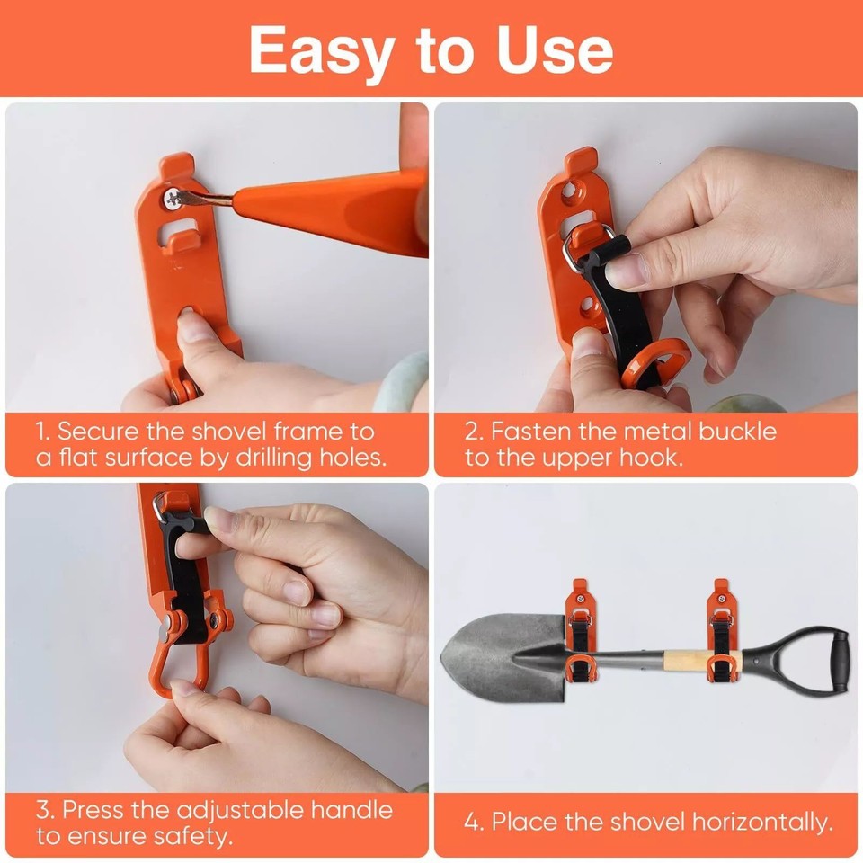 4 Pcs Shovel Mount for Roof Rack Metal Rubber Clamp Orange Easy ...