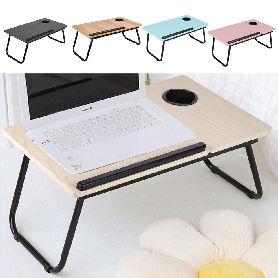 Laptop Bed Table Computer Notebook Desk Stand with Foldable Legs & Cup ...