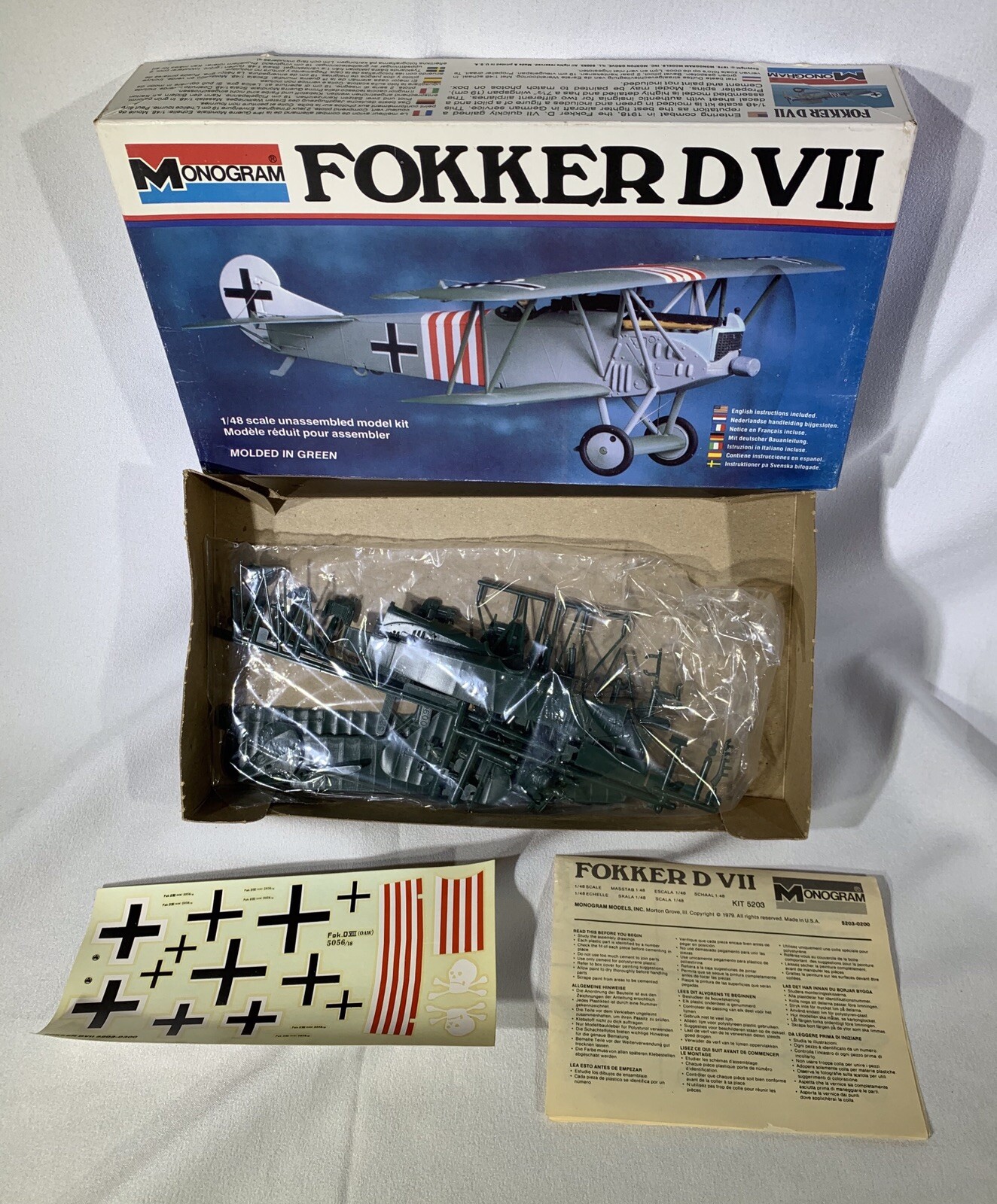 1979 vintage Monogram model kit Fokker DVII WW-1 aircraft #5203 New | eBay