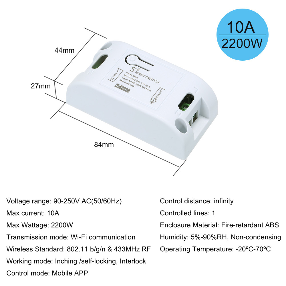 TUYA Wireless WIFI Smart Light Switch Module + 433MHz RF Wall Panel ...